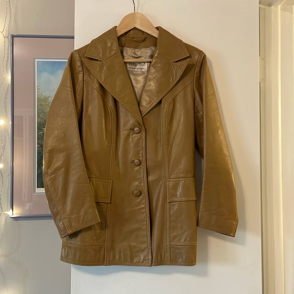 Gorgeous Tan Phillippe Monet Leather Jacket - Gem